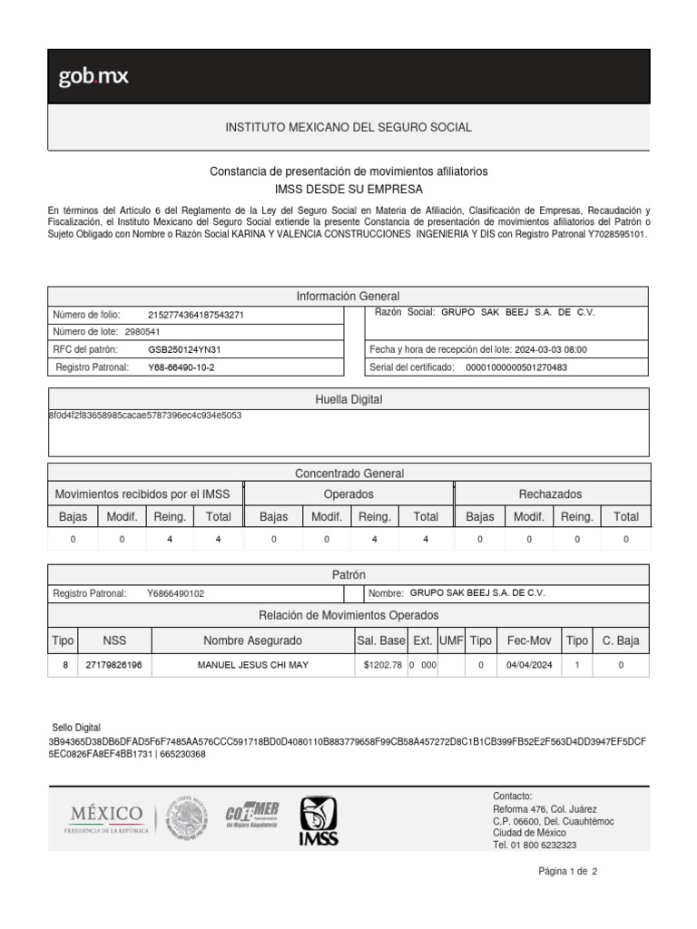 Anexo 12 Altas y Bajas Ante El Imss | PDF | México