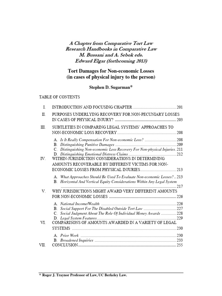 Sugarman Non Economic Loss ReformattedFinal | PDF | Damages | Tort