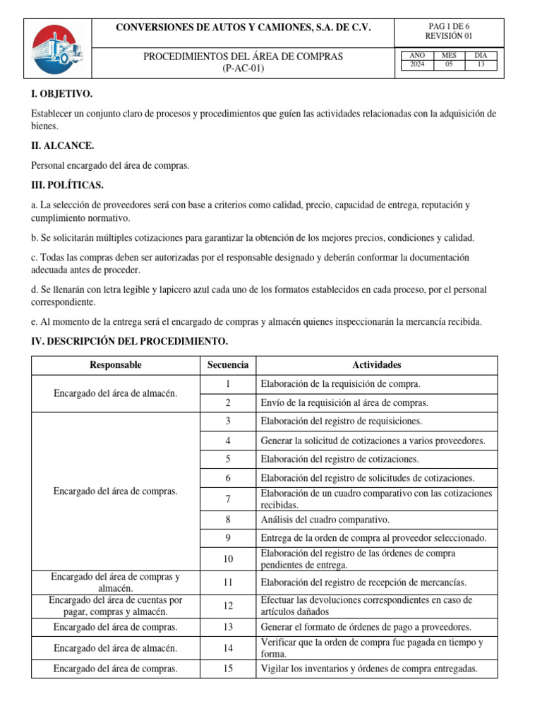 Manual de Procedimientos Compras | PDF | Business