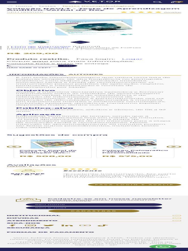 Coleção RAVLT - Teste de Aprendizagem Auditivo-Ve | PDF ...