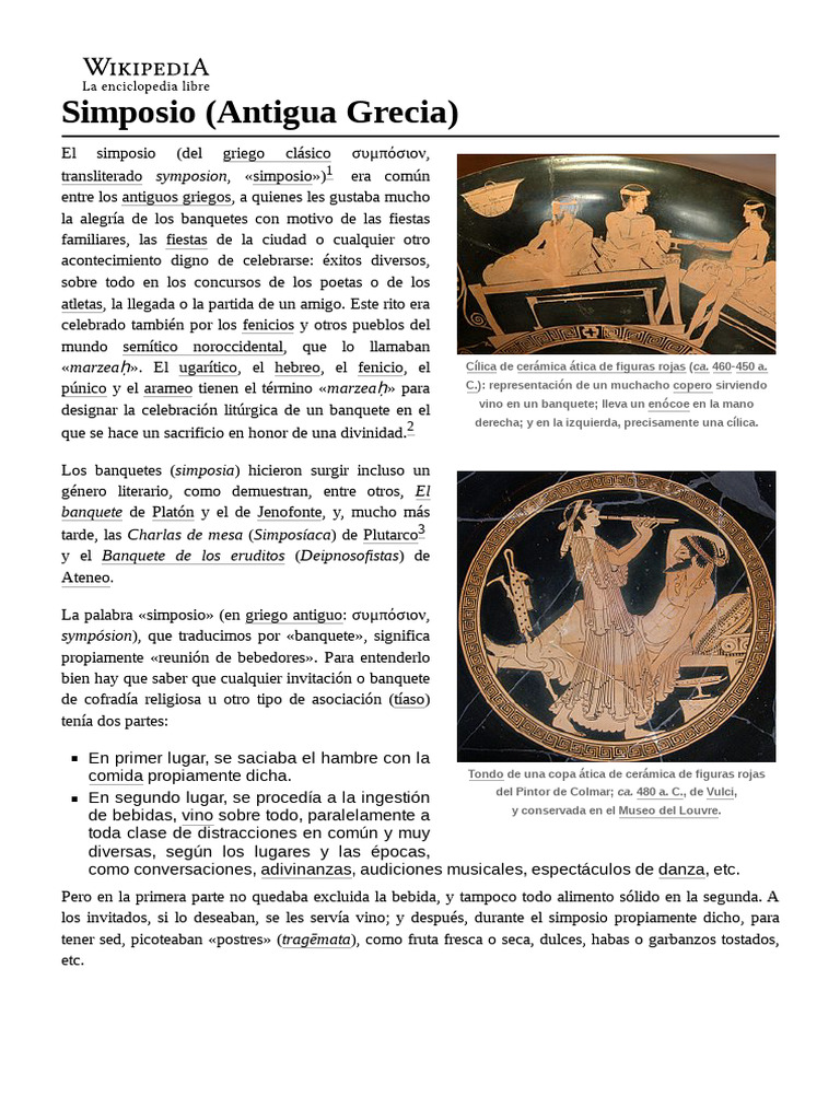 Simposios en la Antigua Grecia: Banquetes y Costumbres | PDF | Simposio ...
