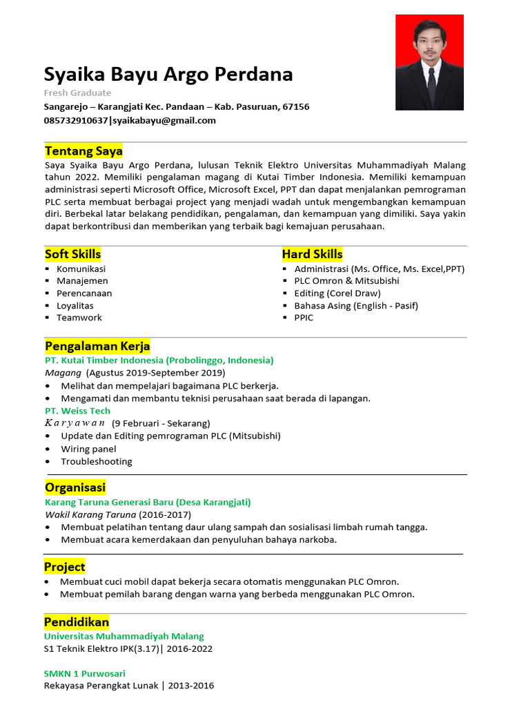 CV-Syaika Bayu A.P | PDF | Komputer