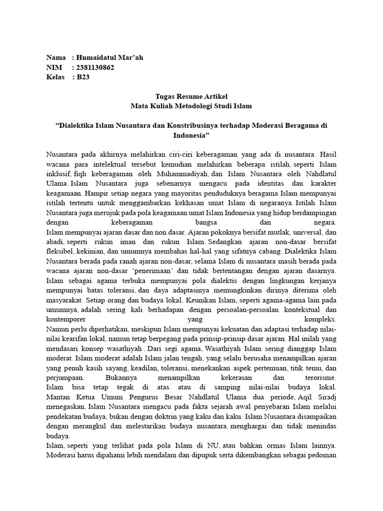 Resume Artikel MSI - Humaidatul Mar'Ah | PDF