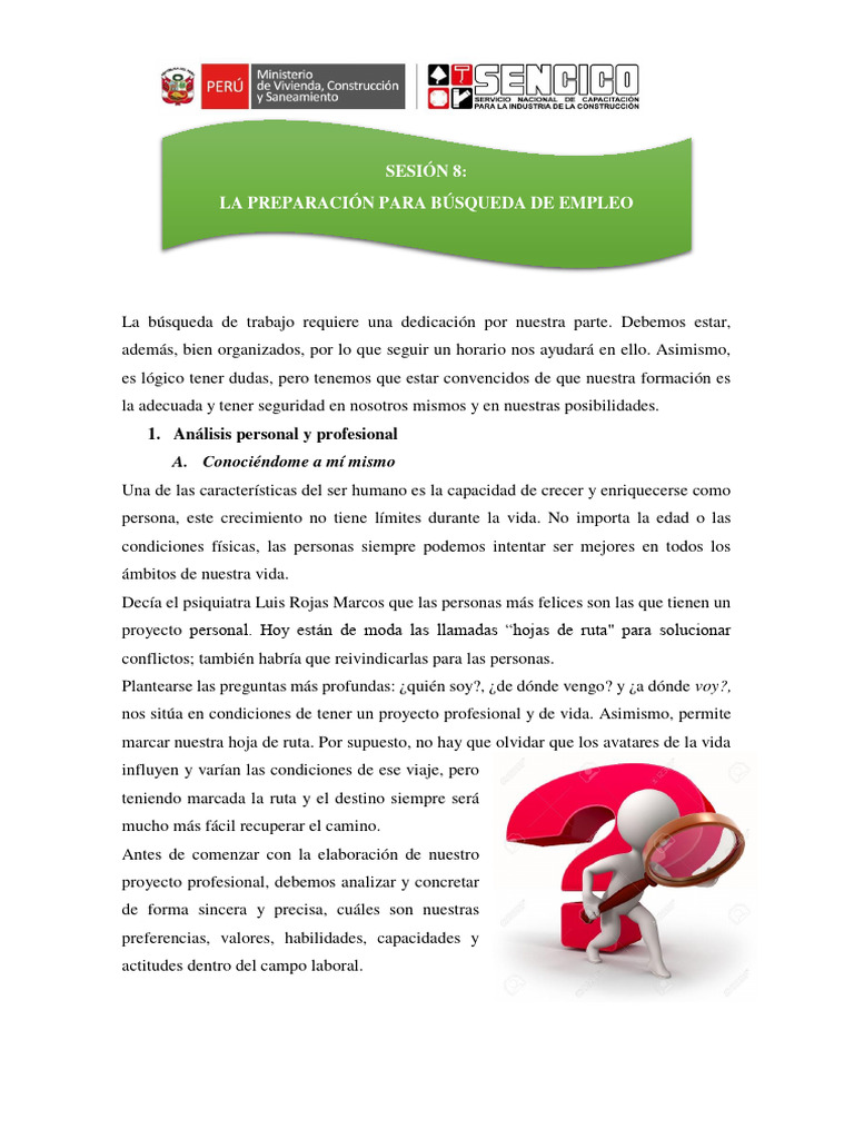 Separata 8 Preparación para La Búsqueda de Empleo | PDF | Entrevista de trabajo | Análisis FODA