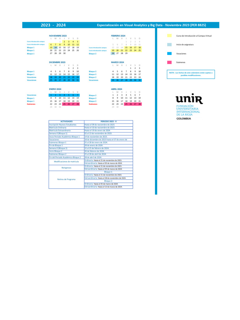Calendario Académico 2023-2024 Visual | PDF