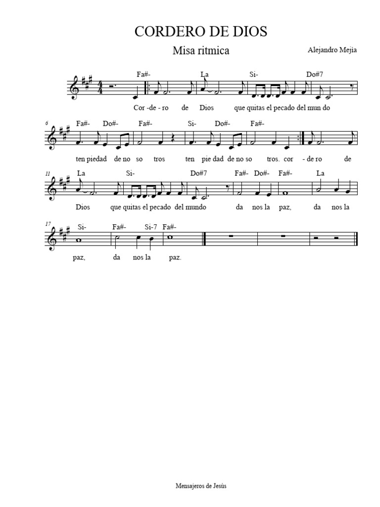 CORDERO MISA RITMICA | PDF
