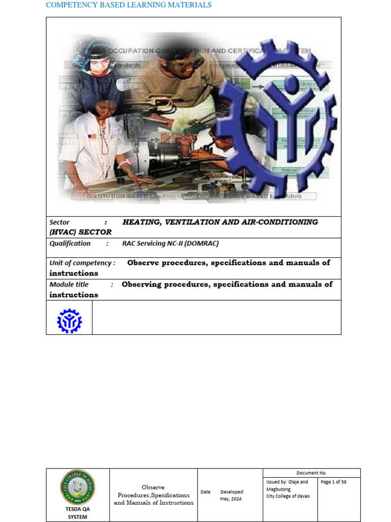 magbutong and olaje 414014312-Module-Common-Observe-Procedures-Specifications-and-Manuals | PDF ...