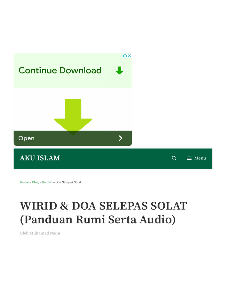 Panduan Wirid dan Doa Selepas Solat | PDF