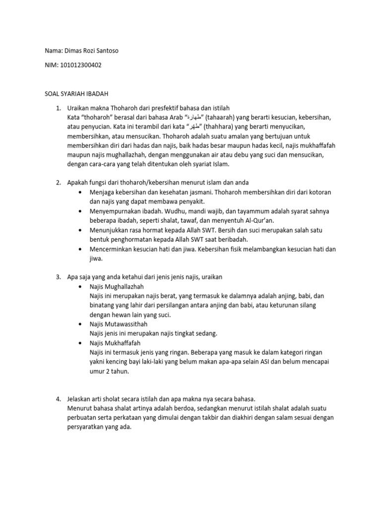 Soal Syariah Ibadah | PDF