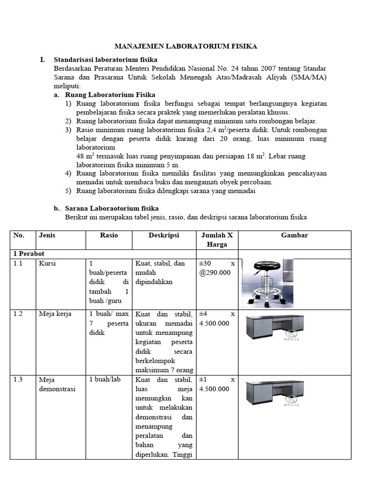 Manajemen Laboratorium Fisika | PDF | Sains & Matematika