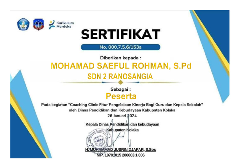 Sertifikat 7 Coach SDN 2 Ranosangia-6 Saeful | PDF