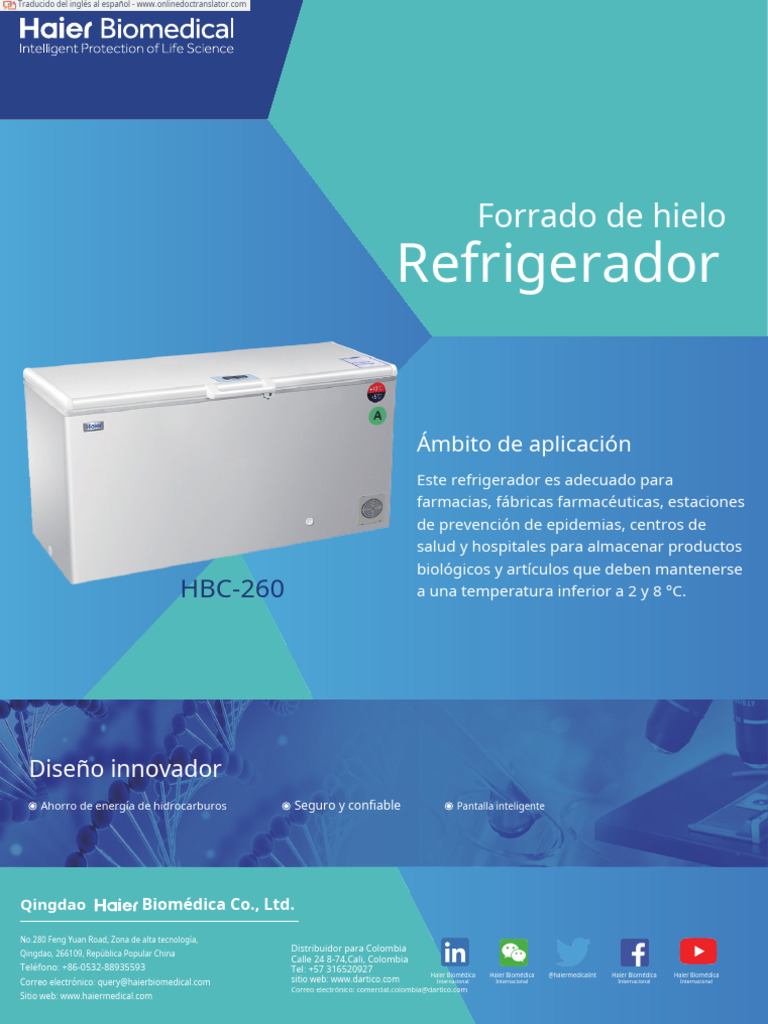 Congelador de Pilas Hbc-260-.En - Es | PDF | Refrigerador | Electrónica