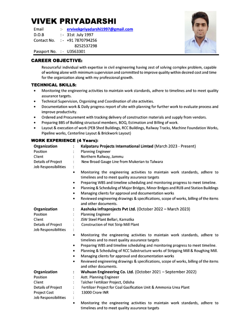 Vivek Priyadarshi - 8LPA - NP - 30 Days | PDF