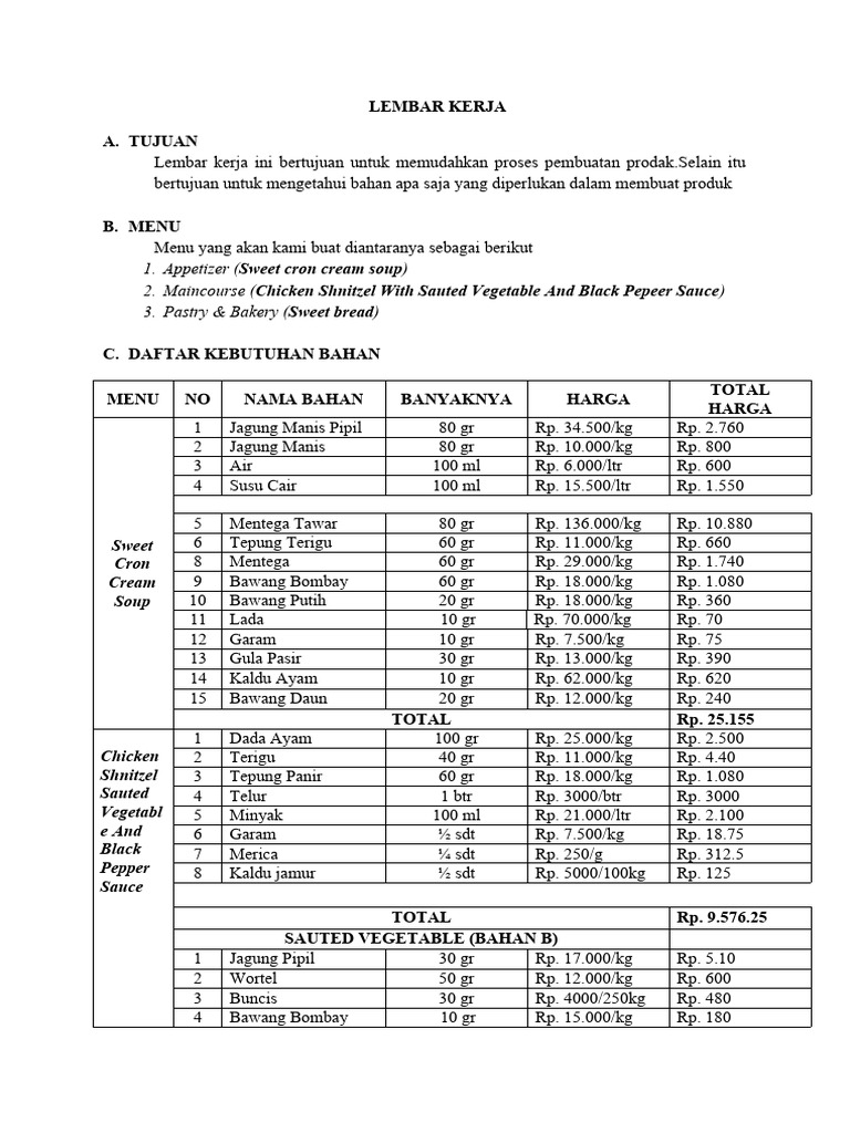 Format Lembar Kerja | PDF