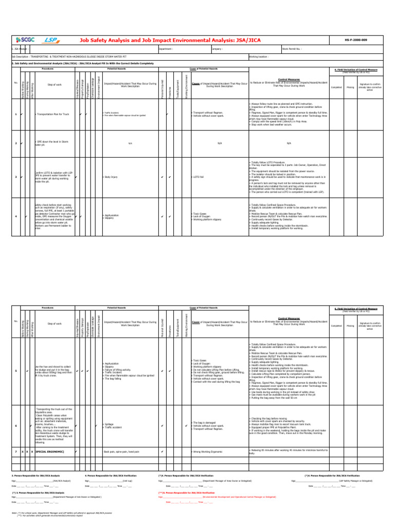 (HD Envi) Jsa For Transporting & Treatment Non-Hazardous Sludge Inside ...