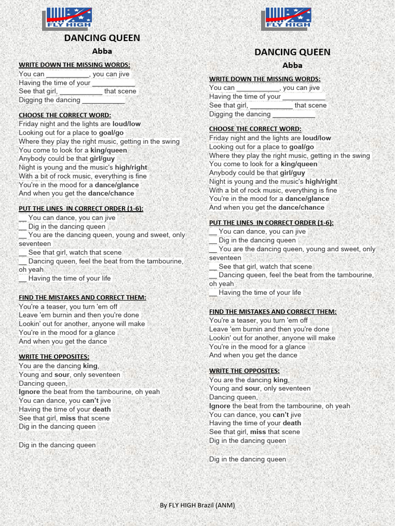 ABBA Dancing Queen Song Lyric | PDF | Songs Written