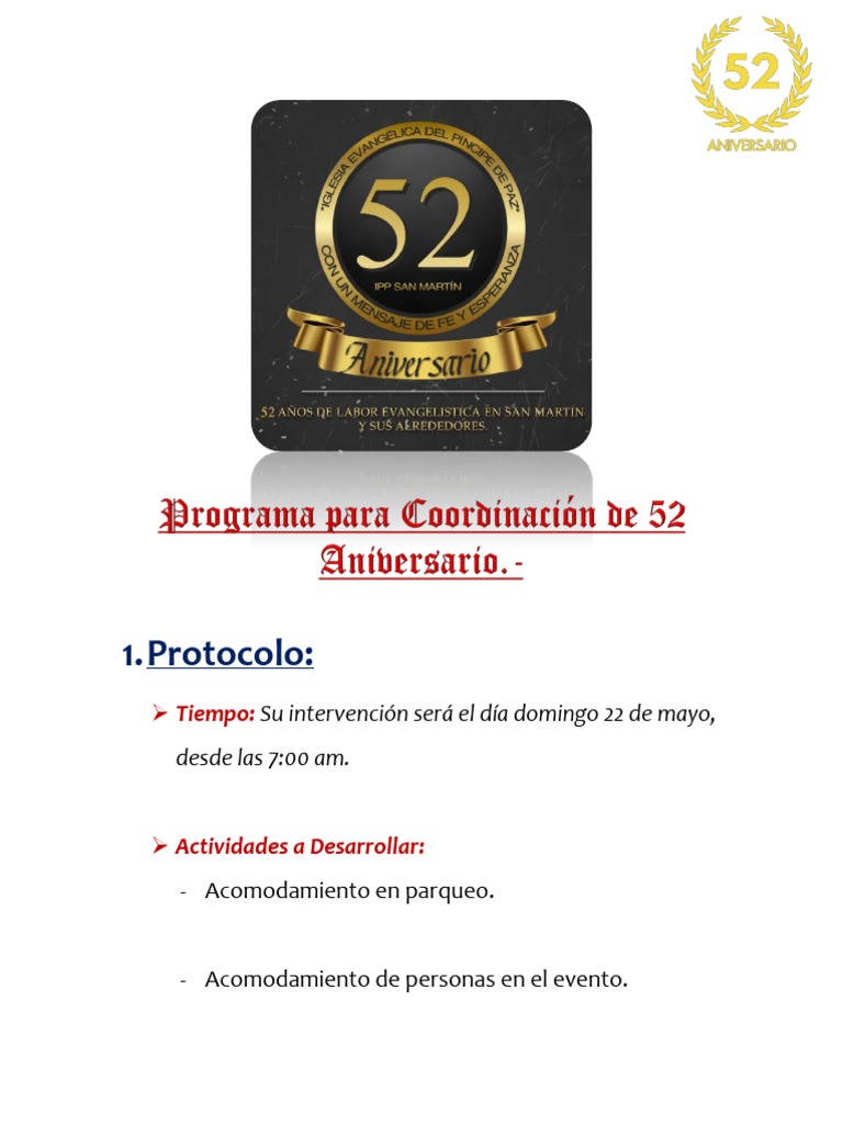 Programa 52 Aniversario. | PDF