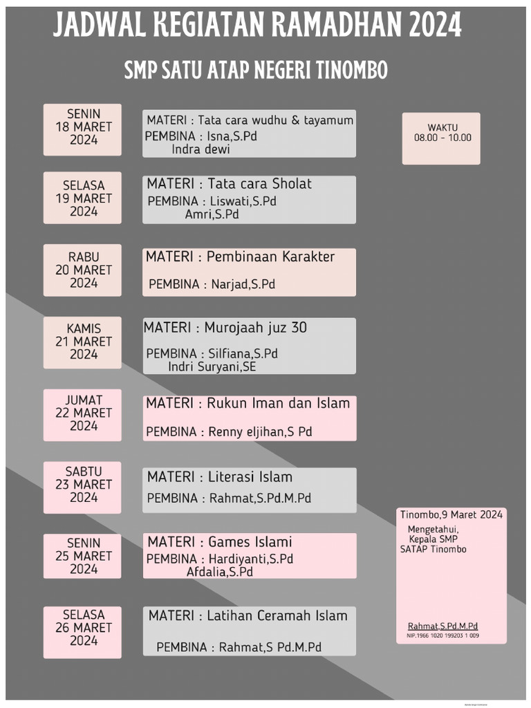 Jadwal Kegiatan Ramadhan | PDF