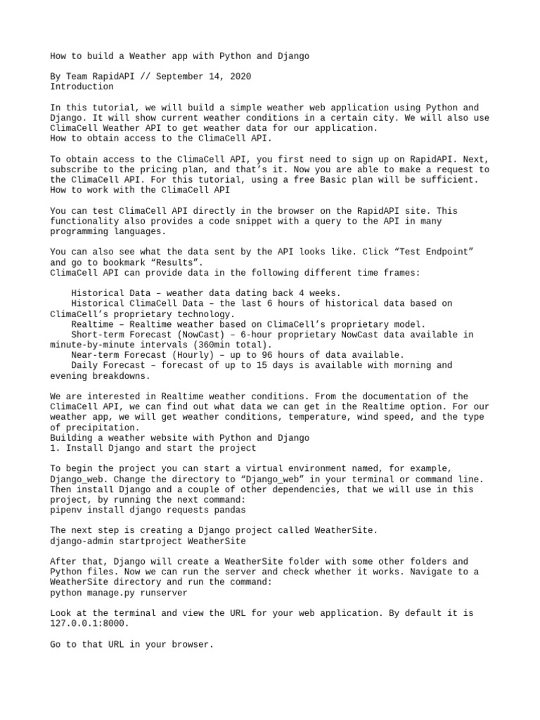 How To Build A Weather App With Pyt | PDF | Web Application | Directory ...