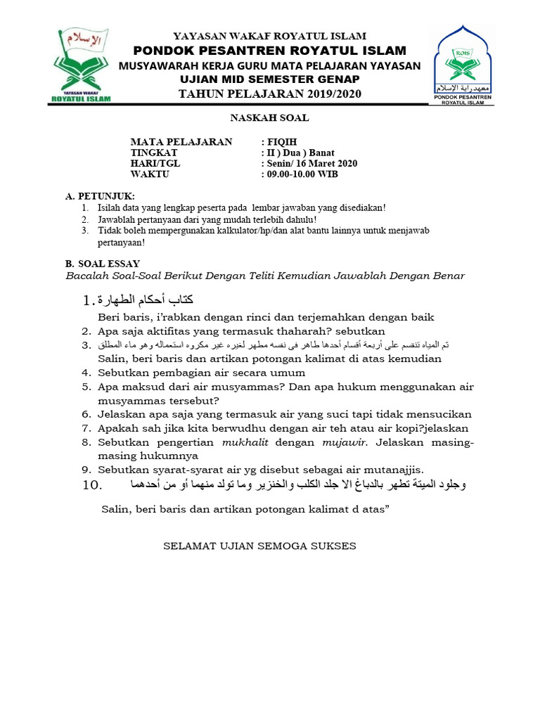 Fiqih TK 2 Mid SMT Genap TP 1920 | PDF | Karier & Perkembangan