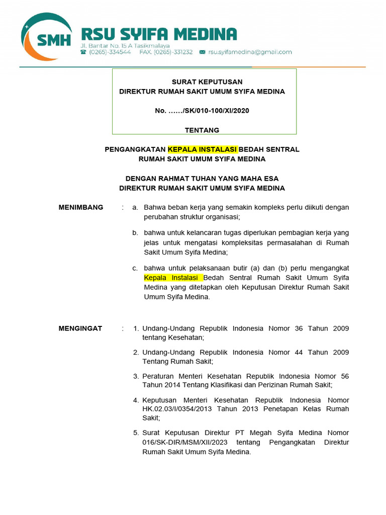 Contoh Draft SK BIDANG PELAYANAN | PDF | Bisnis
