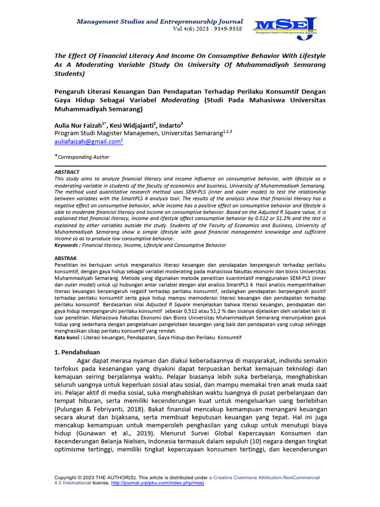 Pengaruh Literasi Keuangan Dan Pendapatan Terhadap Perilaku Konsumtif Dengan Gaya HidupSebagai ...