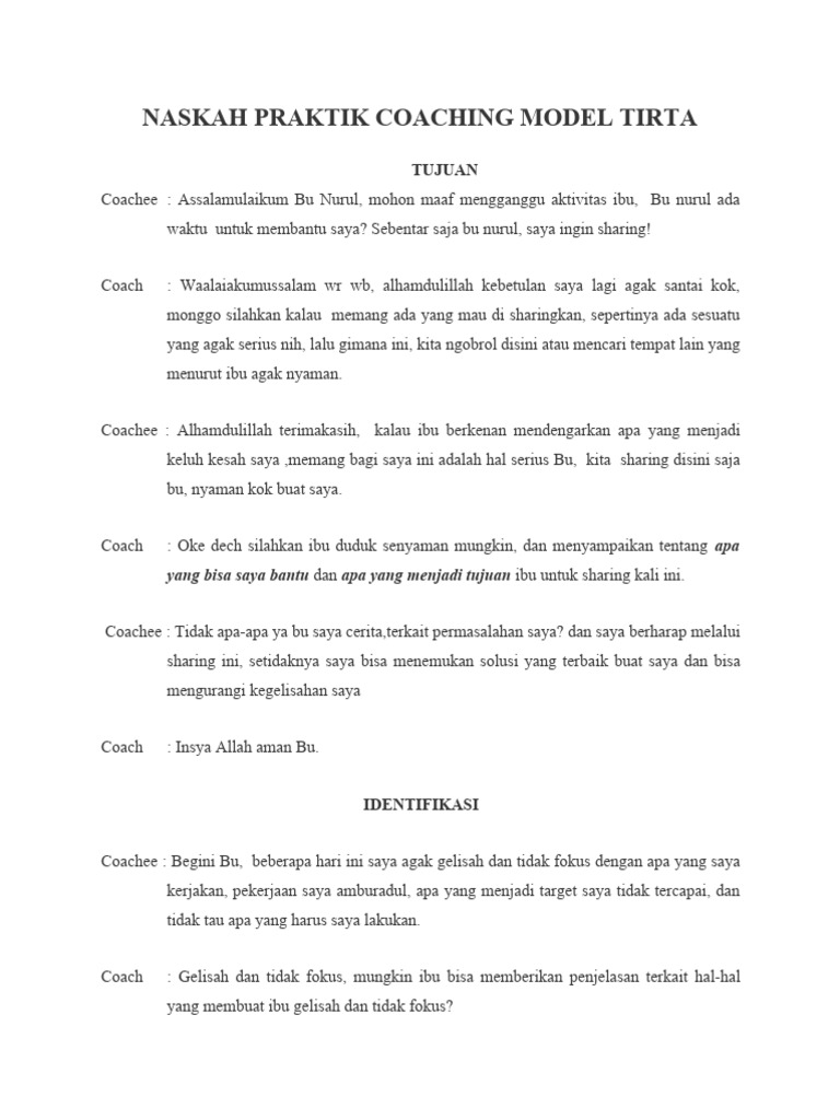 Naskah Praktik Coaching Model Tirta | PDF