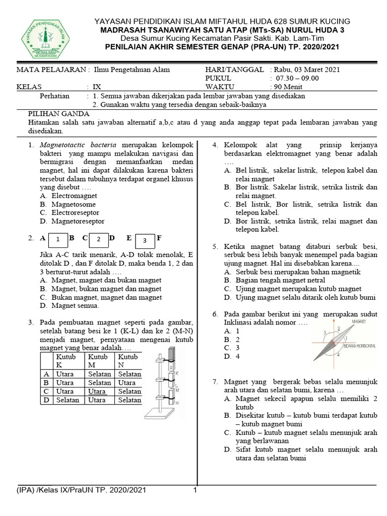 Naskah Soal Ipa Praun Tp. 2019-2020 | PDF | Sains & Matematika