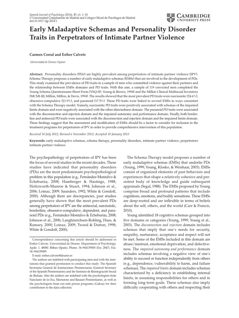 Schema Therapy for IPV Perpetrators | PDF | Personality Disorder ...