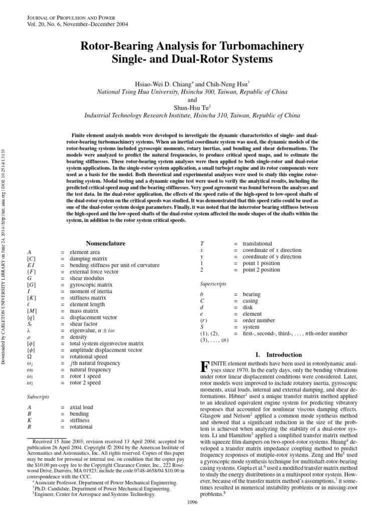 Rotor-Bearing Analysis For Turbomachinery Single - and Dual-Rotor ...