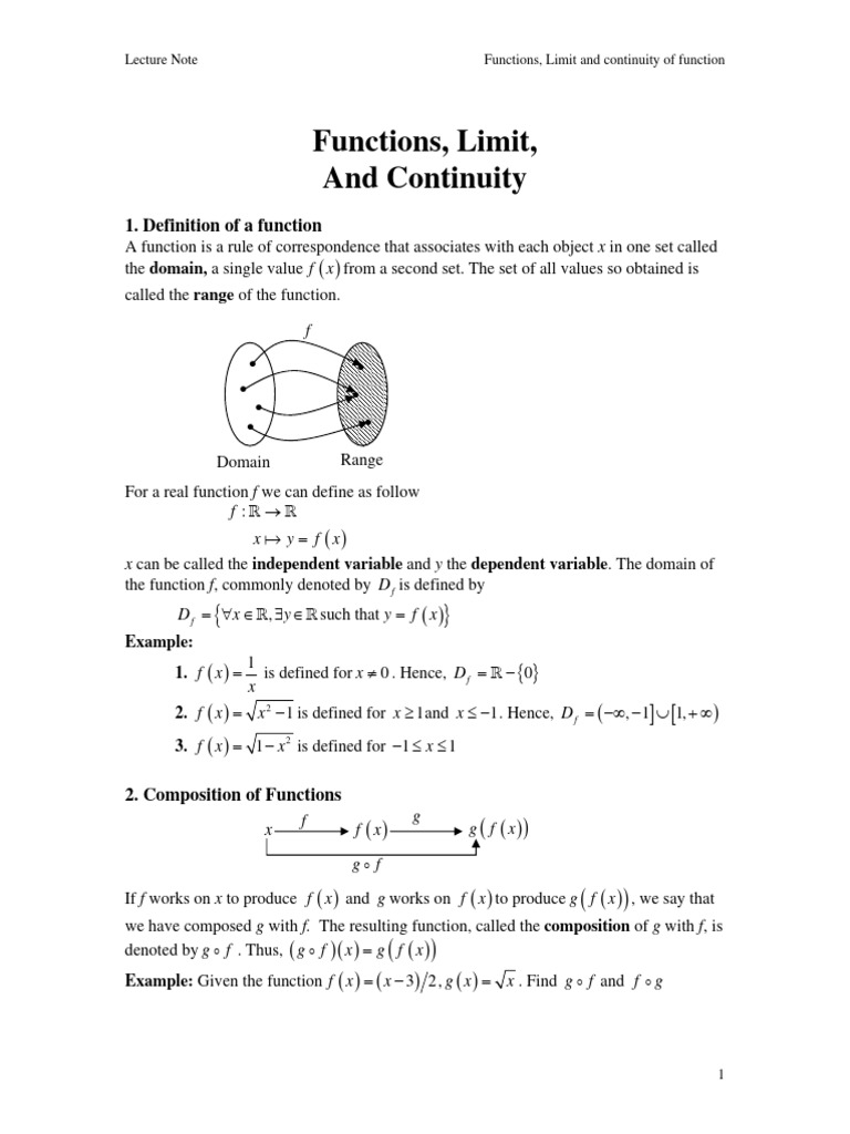 Functions, Limits, and Continuity | PDF | Function (Mathematics) | Trigonometric Functions