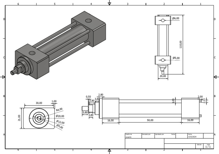 Cilindro Neumatico Planos | PDF