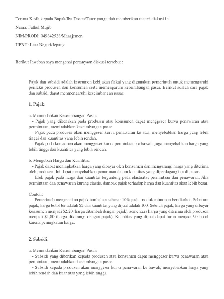 Dampak Pajak dan Subsidi pada Pasar | PDF | Bisnis