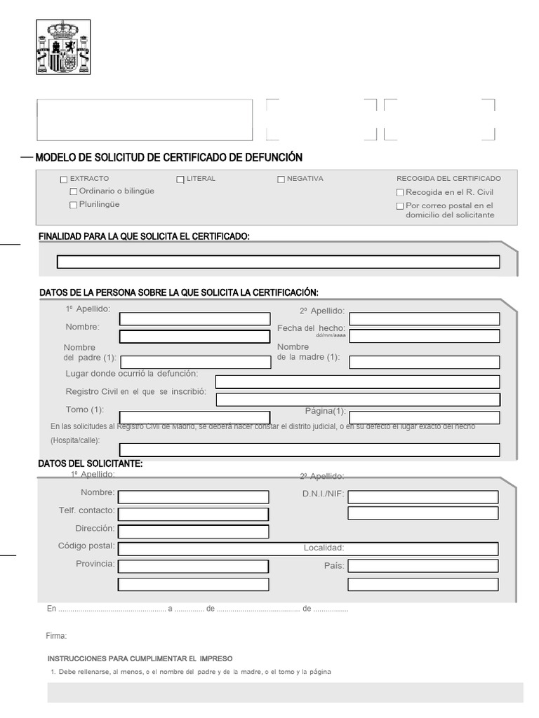 223743699-Modelo-de-Solicitud-de-Certificado-de-Defuncion | PDF