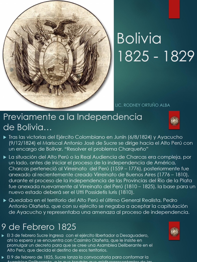 Bolivia 1825 - 1829 | Descargar gratis PDF | Bolivia | Comunidad andina
