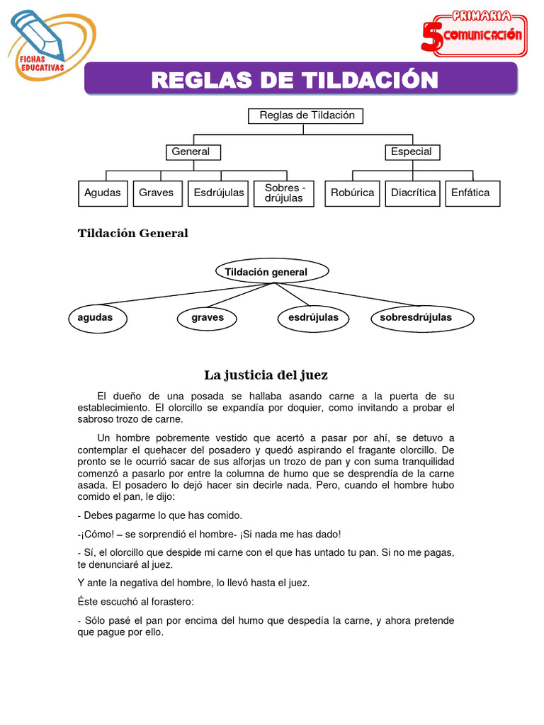Reglas de Tildacion para Quinto de Primaria | PDF | Fonética | Voz humana