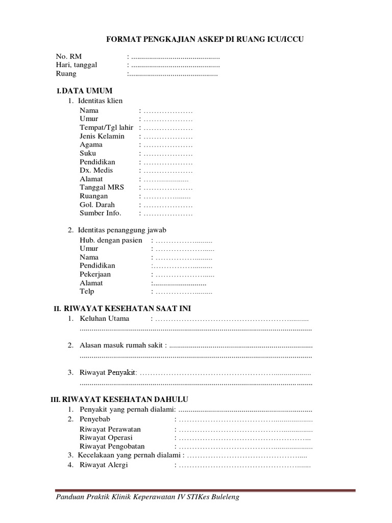 Format ASKEP ICU | PDF