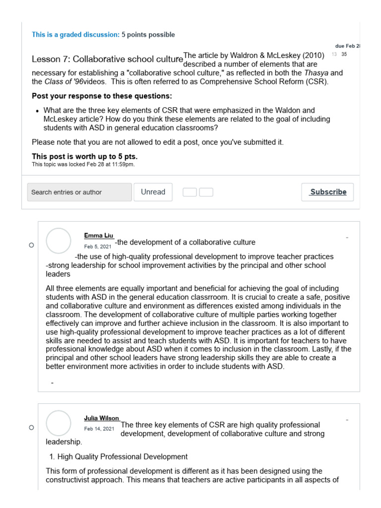 Key Elements of Collaborative School Culture | PDF | Inclusion ...