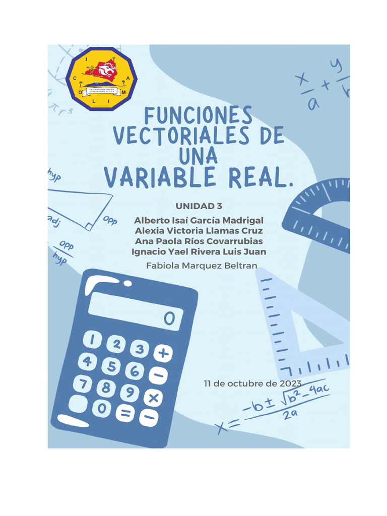 Funciones Vectoriales de una variable real | PDF | Vector Euclidiano | Derivado