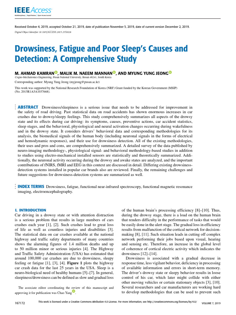 Drowsiness Detection in Drivers: Study | PDF | Sleep | Rapid Eye ...