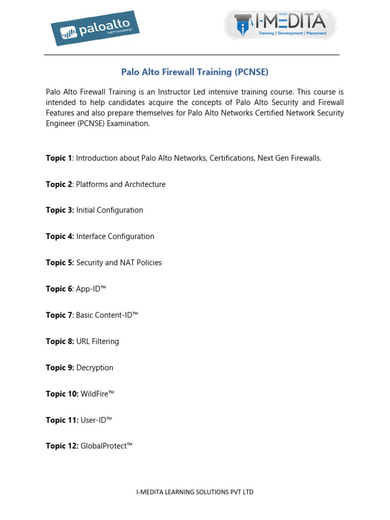 Palo-Alto-Firewall-Training I-MEDITA | PDF | Virtual Private Network | Firewall (Computing)