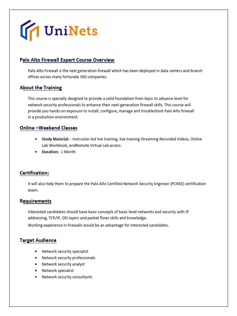 Palo Alto Course Content | PDF | Computer Network | Firewall (Computing)