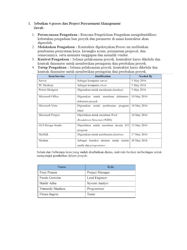 Sebutkan 4 Proses Dari Project Procurement Management | PDF | Bisnis | Pengelolaan Keuangan & Uang
