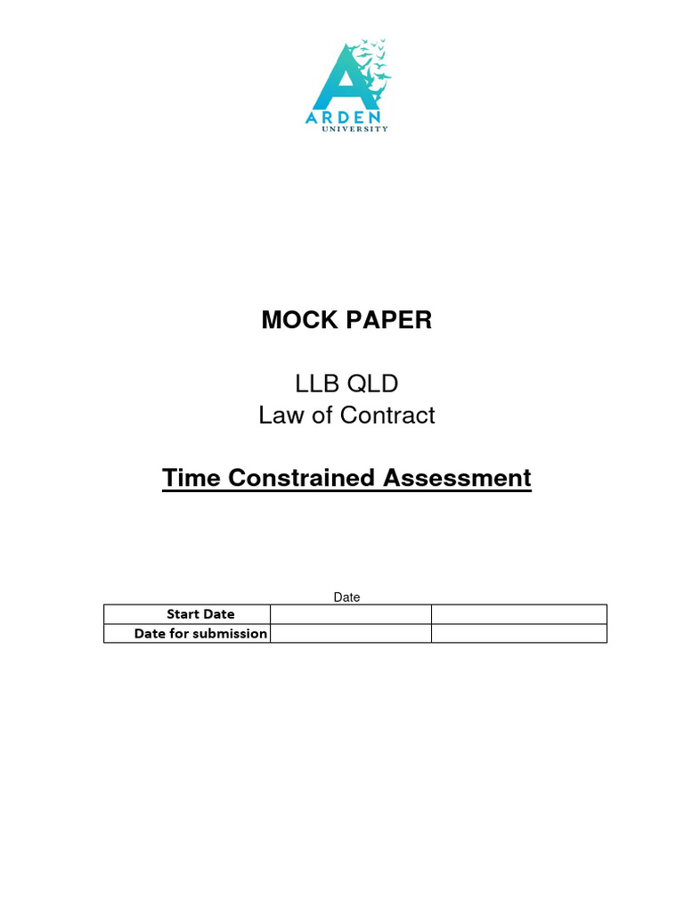 LLBQLD004D - Law of Contract - MOCK TCA | PDF | Hairdresser
