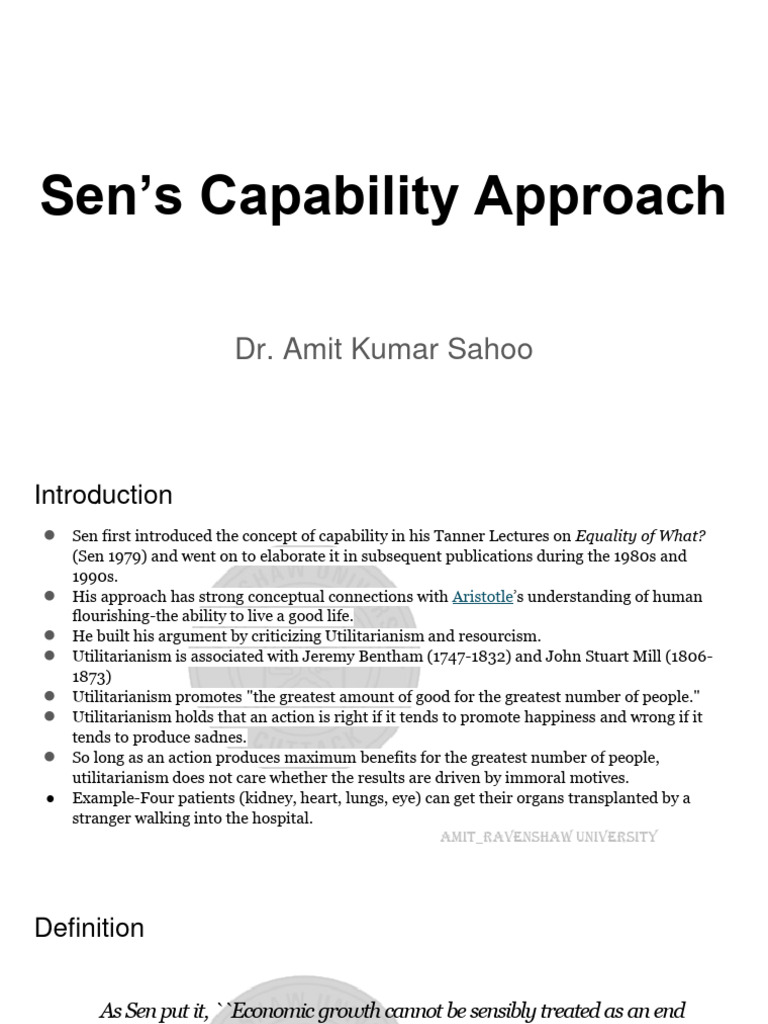 Capability Approach - PPT | PDF | Utilitarianism | Social Psychology