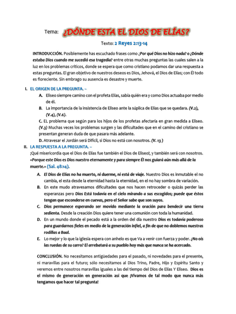 Donde Esta El Dios de Elías | PDF | Dios | Elijah