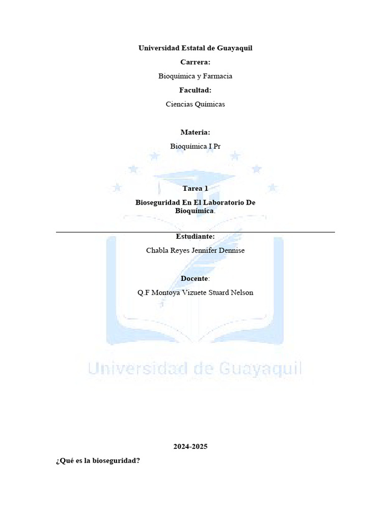 Universidad Estatal de Guayaquil CHABLA | PDF | Laboratorios