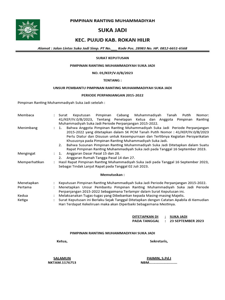 SK PRM Suka Jadi | PDF