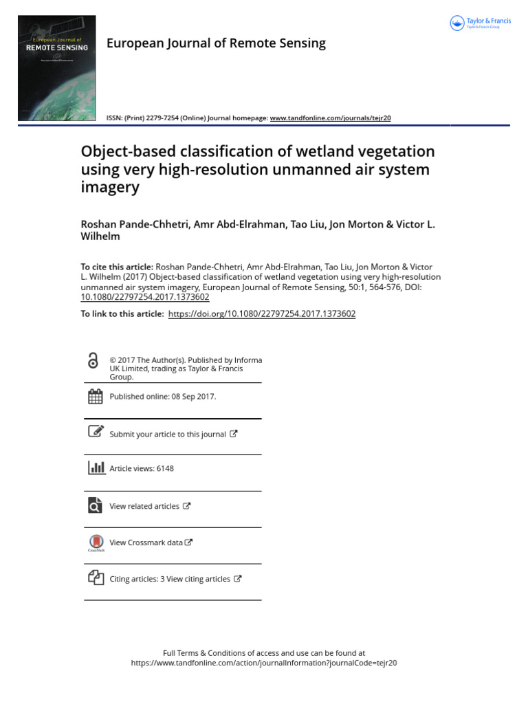 Object-based classification of wetland vegetation using very high-resolution unmanned air system ...