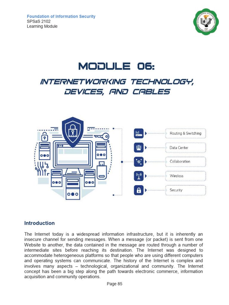 Module 6 INTERNETWORKING TECHNOLOGY DEVICES AND CABLES | PDF | Computer ...